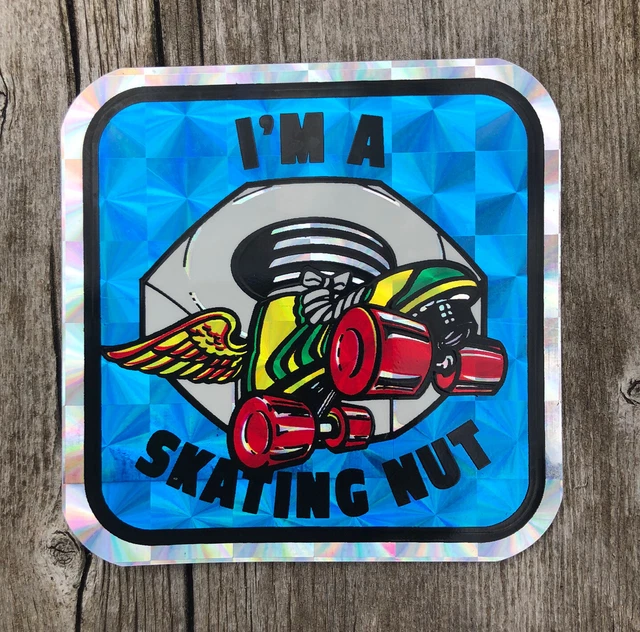 VINTAGE PRISMATIC DECAL SKATING NUT 1980s Vending Machine Sticker 3x3 ...