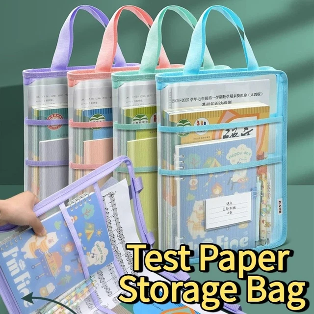 LARGE CAPACITY KIDS Document Bag Visible Transparent A4 Handbag Exam ...