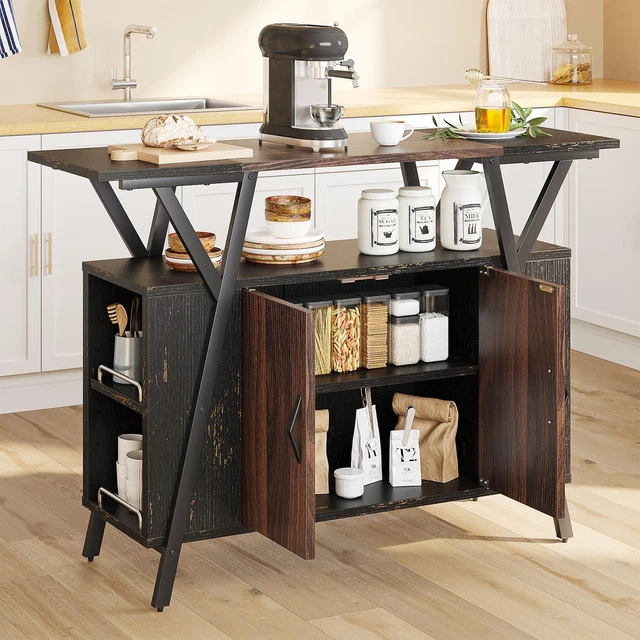 120CM MULTIFUNCTIONAL WINE Cabinet with Adjustable Shelves and Storage ...