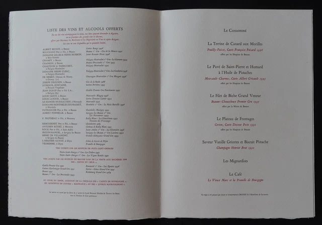 MENU RESTAURANT 1999 Hospices de Beaune Diner de gala aux Chandelles ...