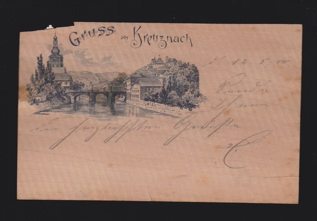 ALTE HOLZ- AK Gruß aus Kreuznach DR EF Mi.46 von 1900 gelaufen EUR 3,00 - PicClick DE