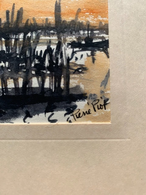 AQUARELLE MARITIME SIGNÉE Pierre PIOT 1970-1980 - Port aux aurores ...