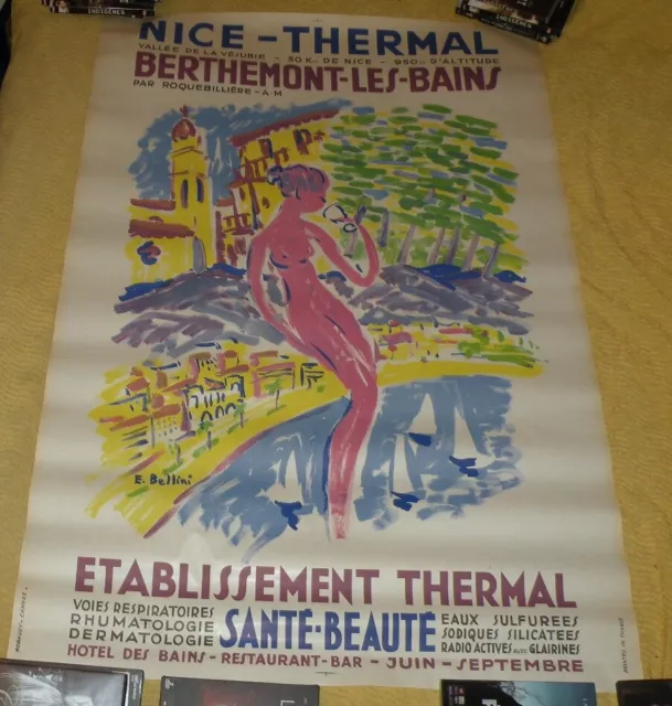 AFFICHE ANCIENNE BERTHEMONT- Nice 120 X 80 Cm Par Bellini Parfait Etat ... AFFICHE ANCIENNE BERTHEMONT- Nice 120 X 80 Cm Par Bellini Parfait Etat ...