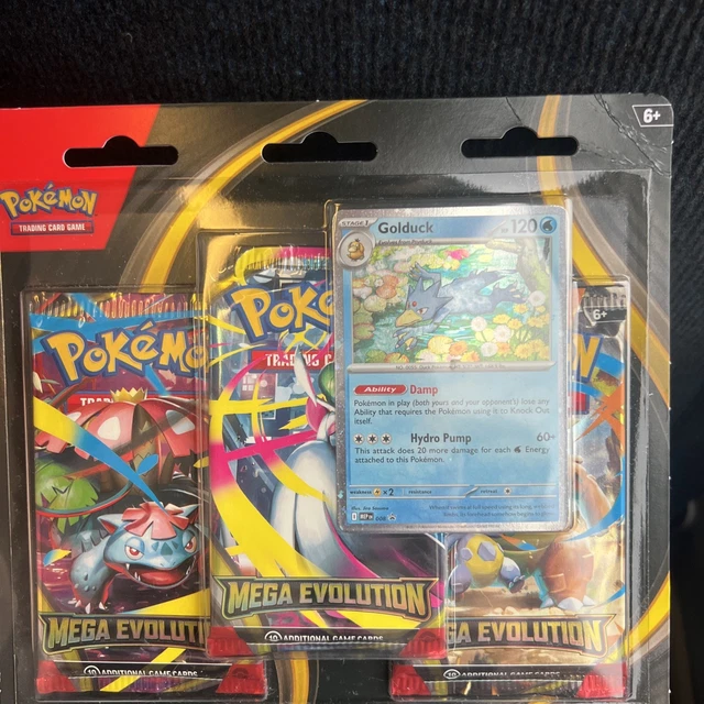 POKEMON TCG MEGA Evolution Golduck Triple Blister Pack- New and Factory ...