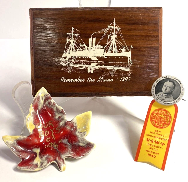 VINTAGE REMEMBER THE Maine Spanish American War Plaque Boys of '98 ...