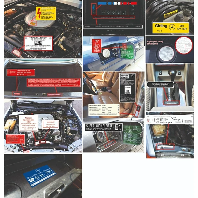 MERCEDES-BENZ W126 C126 Decal Set Stickers For All Models Engines Best ...