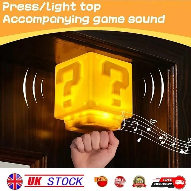 SUPER MARIO QUESTION Block LED Night Light USB Rechargeable Sound £25. ...