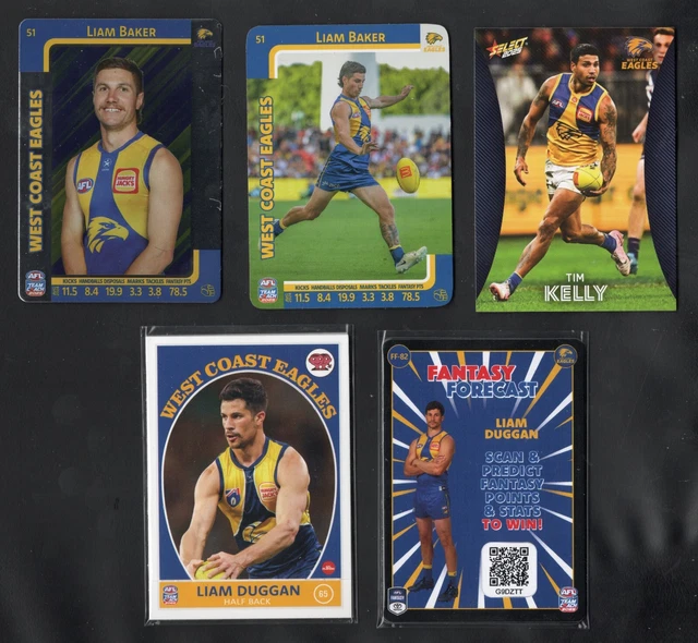 2025 AFL TEAMCOACH & SELECT 5 x TEAM SETS [BASE & INSERTS] 44 CARDS ...