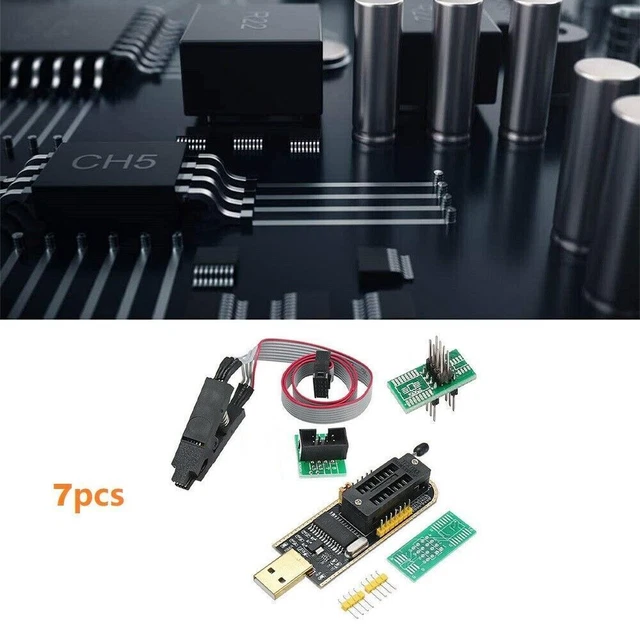 CH341A 24 25 Series EEPROM Flasher USB BIOS Programmer m/ SOIC8 Clip On ...