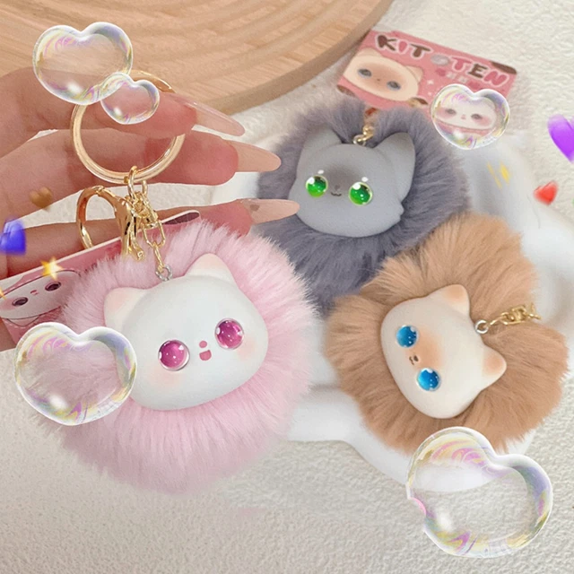 CUTE PLUSH KEYCHAIN Fluffy Cats Car Key Chains New Bag Pendant Gift $14 ...