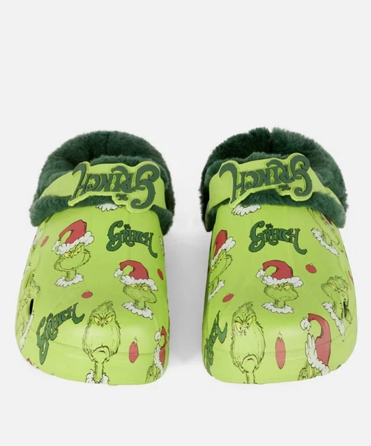 PRIMARK THE GRINCH Crocs Adults/Women Classic Lined Warm Faux Fur Slip ...