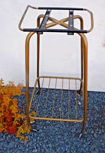 RARE~VTG~ADJUSTABLE~BLACK~GOLD~WIRE~ROLLING~RECORD PLAYER~TV~CART ...