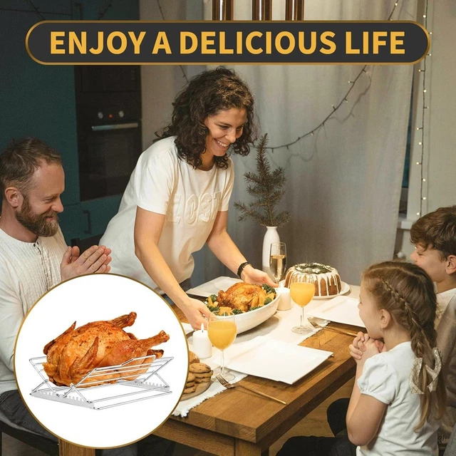 TURKEY RACK TURKEY Roaster,Adjustable Stainless Steel Roasting Pan,V ...