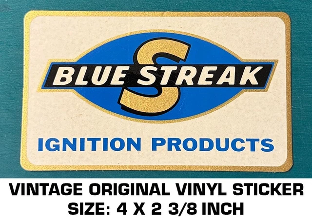 BLUE STREAK IGNITION Products Vintage Original Vinyl Decal Sticker ...