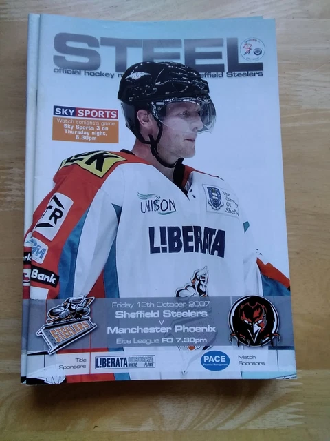 2007/8 SHEFFIELD STEELERS V Manchester Phoenix Ice Hockey 12/10/07 £0. ...