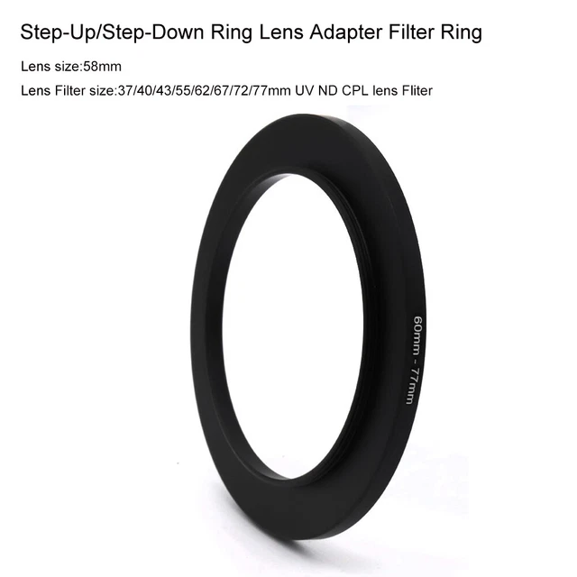 60MM-37/40/43/55/62/67/72/77MM STEP-UP/STEP-DOWN RING Lens Adapter ...