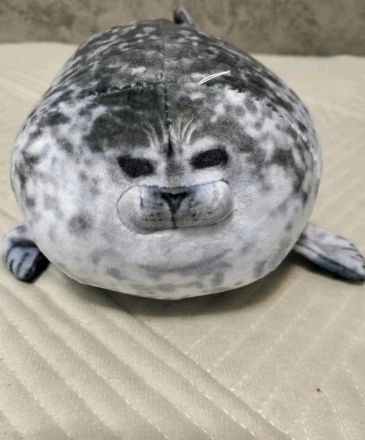 PLUSH SEAL STUFFED Animal Soft Gray White Round £7.56 - PicClick UK