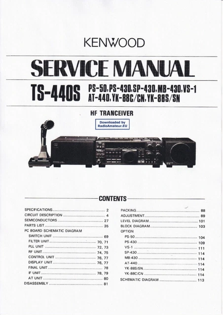 SERVICE MANUAL FOR Kenwood TS-440 S, PS-50, PS-430,SP-430,AT-440,YK-88 ...
