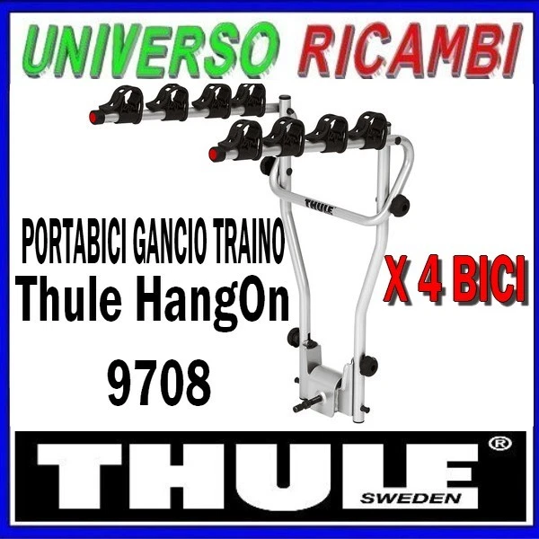PORTABICI THULE PER gancio traino Thule HangOn 9708 4 BICI inclinabile ...