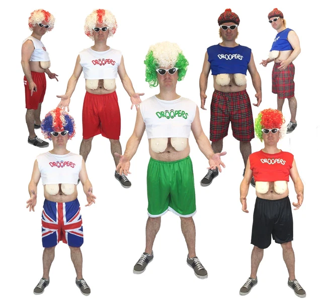 ADULT MEN'S FUNNY World Droopy Boobs Stag Party Costume Hooters Fancy ...