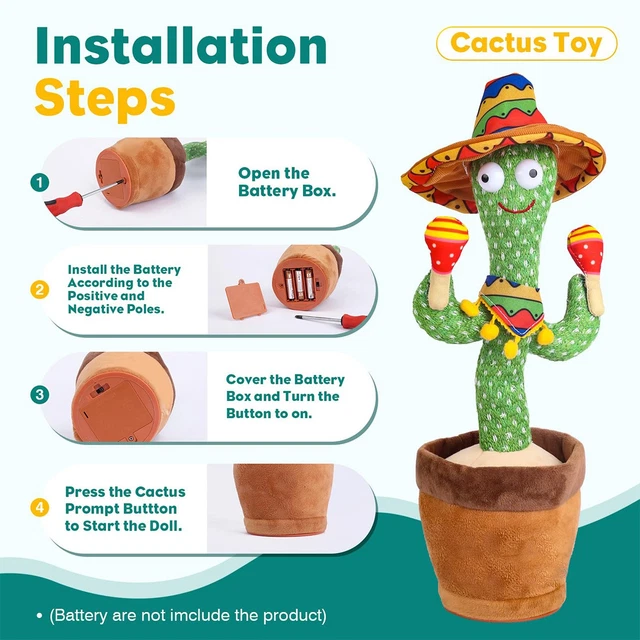 DANCING CACTUS PLUSH Toy Can Singing & Recording to Learn Talking baby ...