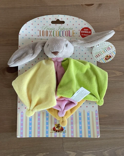 BUNNY RABBIT COMFORTER Taggy Blankie Cuddle Soother Soft Toy Plush De ...
