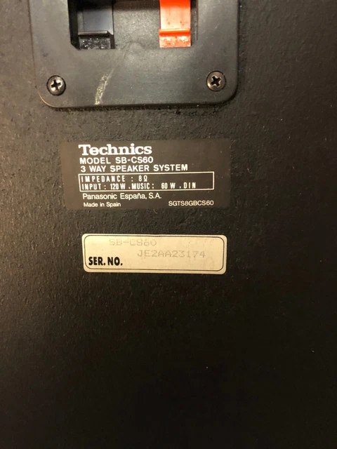 2X TECHNICS SB-CS60 3-Wege Lautsprecher Boxen: schwarz 8Ohm, 120W Music ...