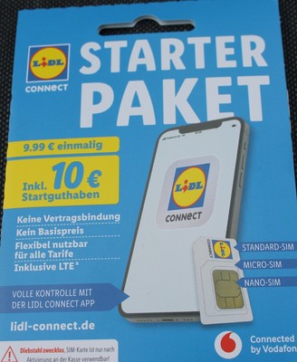 LIDL CONNECT STARTER Pack Unregistered SIM Card NEW with €10 Starting ...