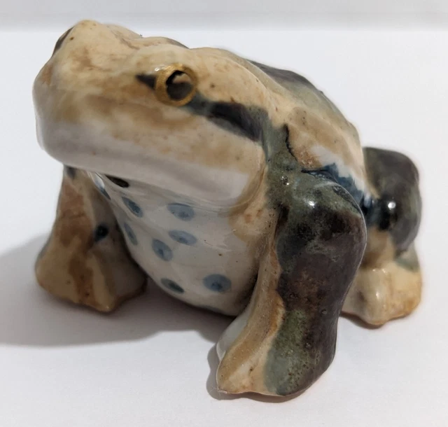 VINTAGE JAPANESE CERAMIC POTTERY HIRADO Style FROG TOAD Figurine ...