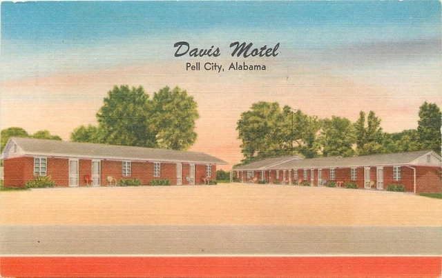 PELL CITY ALABAMA~DAVIS Motel~Panel-Ray Heat~Restaurants Handy 1940s ...