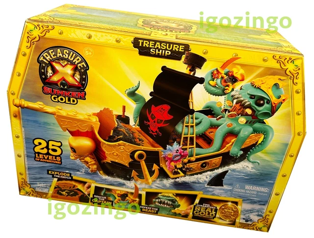 TREASURE X SUNKEN Gold Treasure Ship Playset - 25 Levels of Adventure ...