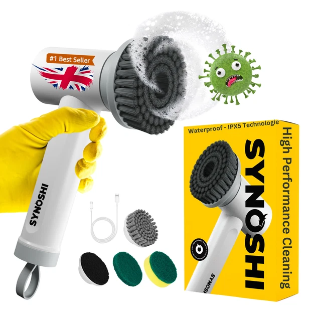 SYNOSHI ELECTRIC SPIN Scrubber, 3 Cleaning Heads | Cordless ...
