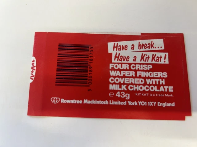 VINTAGE ROWNTREE KIT KAT chocolate bar wrapper 1980s £7.50 - PicClick UK