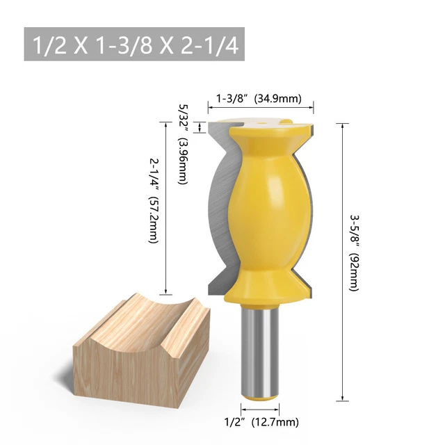CROWN ARCHITECTURAL MOLDING Router Bit Edge-Former Profile 1/2" 12mm ...