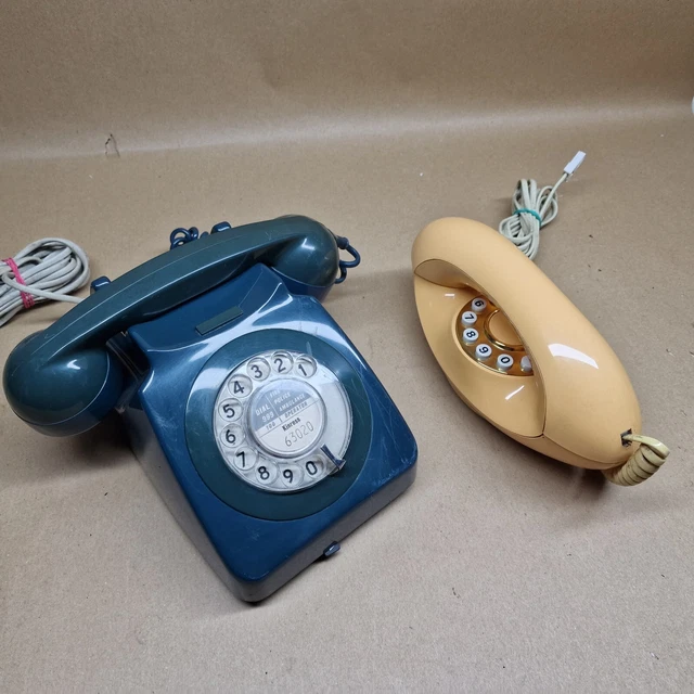 VINTAGE GPO 746 Rotary Dial Telephone Two Tone Peach Push Button Phone ...