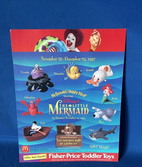 MCDONALDS WALT DISNEY The Little Mermaid Happy Meal Vtg Translite Ad ...