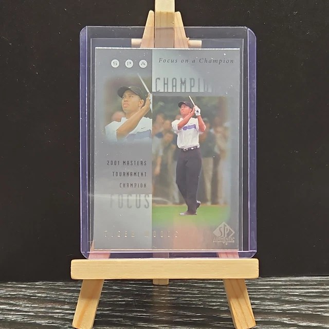 2001 UPPER DECK SP authentique Tiger Woods Focus On A Champion recrue ...