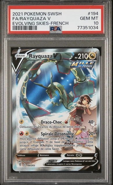 CARTE POKÉMON ÉVOLUTION Céleste Rayquaza V 194/203 Fr PSA 10 🔥 EUR 399 ...