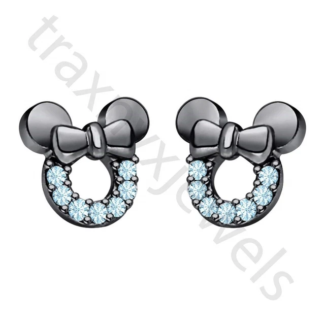 0.40 CT LAB Created Aquamarine 14K Black Gold Over Minnie Mouse Bow ... 0.40 CT LAB Created Aquamarine 14K Black Gold Over Minnie Mouse Bow ...