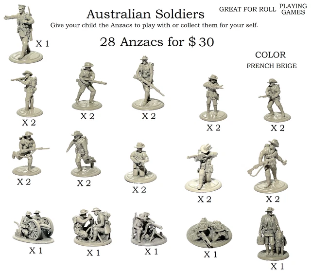 4CM ARMY SOLDIER Anzac Australian Soldiers Playset Kids Gift Gallipoli ... 4CM ARMY SOLDIER Anzac Australian Soldiers Playset Kids Gift Gallipoli ...