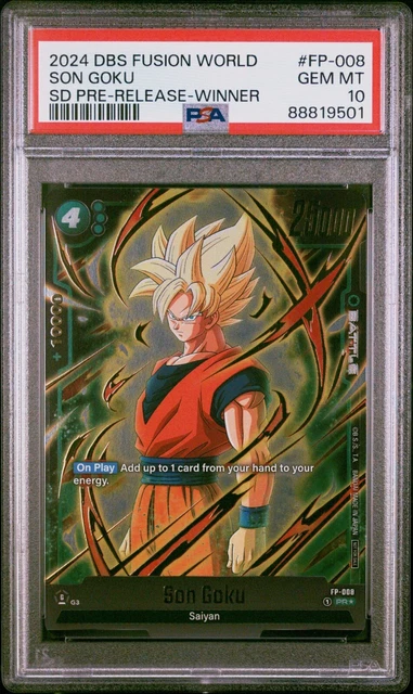 DRAGON BALL SUPER Fusion World Goku Prerelease Winner Holo PSA 10 GEM ...