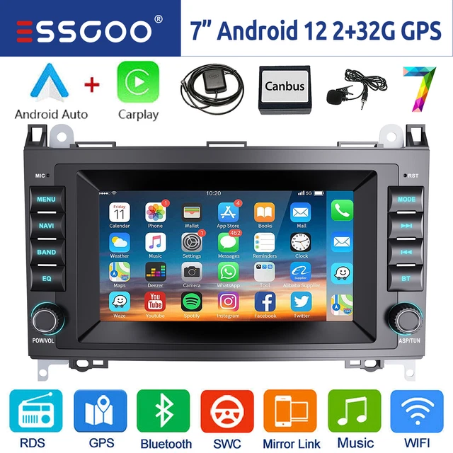 FÜR MERCEDES W169 W245 Sprinter W906 2+32G Android 12 Carplay Autoradio ...