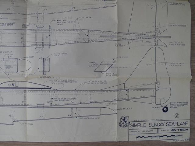 PLAN AVION MODÉLE réduit Américain Ken WILLARD Simple Sunday Seaplane ...