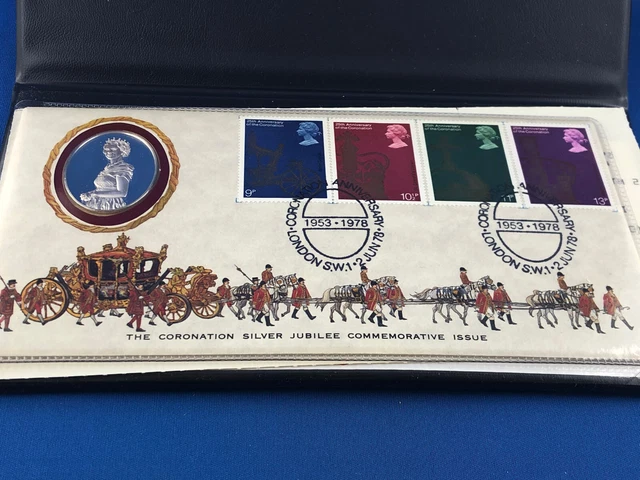 GREAT BRITAIN 1976 MEDAL LETTER CORONATION SILVER JUBILEE with SILVER ...