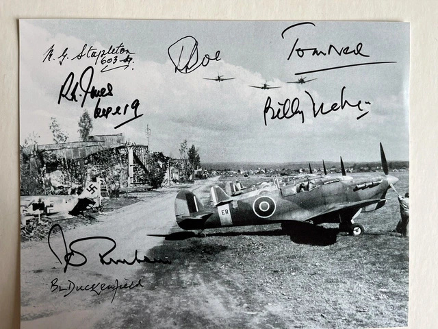 SPITFIRE PHOTO SIGNED 7 WW2 RAF Battle Of Britain Pilots EUR 23,34 ...