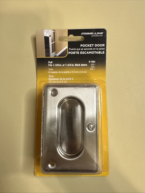 PRIME-LINE N 7363 Pocket Door Pull,3-53/64" L - Nickel Satin - Brand ...