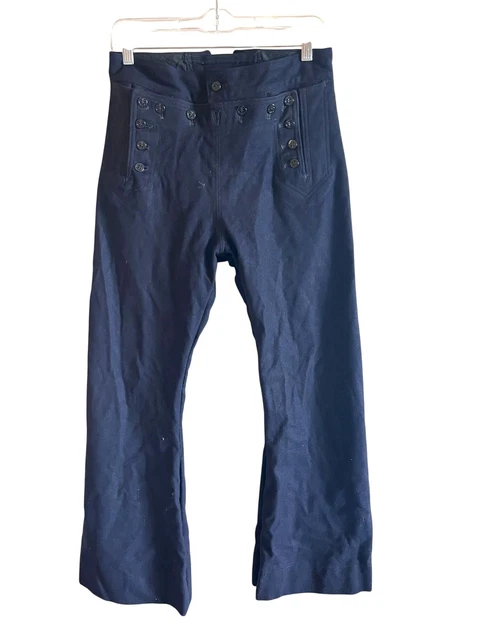 WWII US NAVY 13 button Wool Sailor Pants USN Blue Trousers Lace Up Back ...