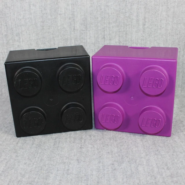 LEGO VINTAGE 1985 Storage Cube Box 4 Stud Brick Plastic Black Purple ...