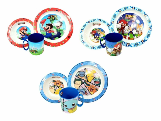 SUPER MARIO POKEMON Sonic the Hedgehog Kinder Geschirr Set Teller ...