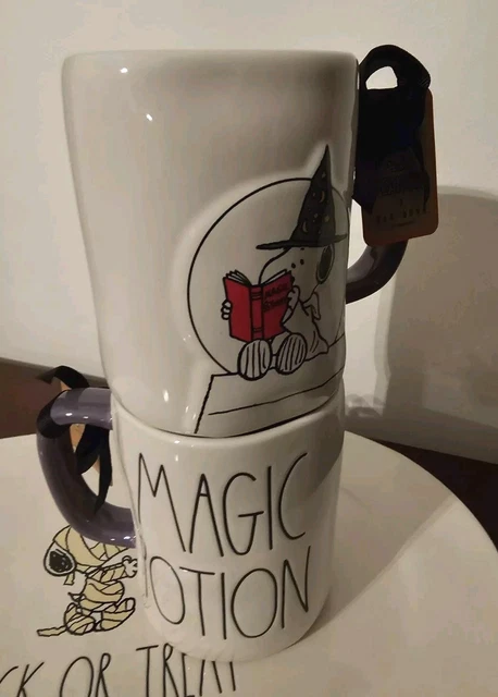 2 RAE DUNN Magic Potion Witches Hat Halloween Red White Tea Coffee Mug ...